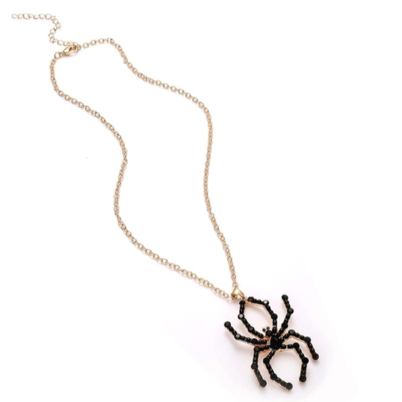 Boutique | Jewelry | Black Rhinestone Spiders Crystal Goth Necklace ...